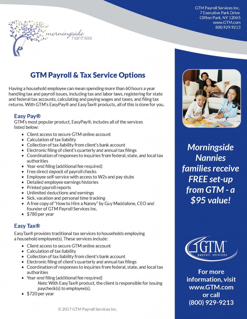 GTM Payroll & Tax Service Options - Morningside Nannies